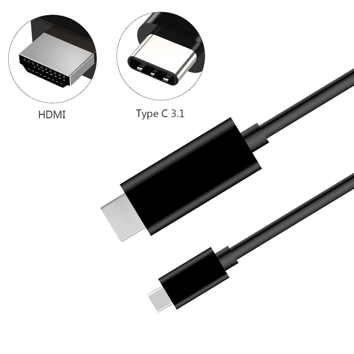 Type C HDMI, Câble USB Type C Vers HDMI 1.8M Cordon HDTV pour Samsung ...