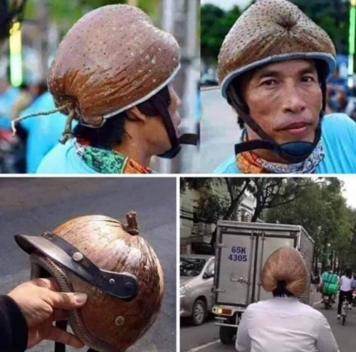 Pak Jokowi promote coconut helmet.