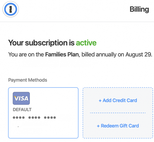 [WTS] 1Password Family subscription yearly plan