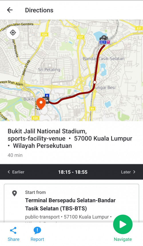 How to go to bukit jalil stadium from TBS?