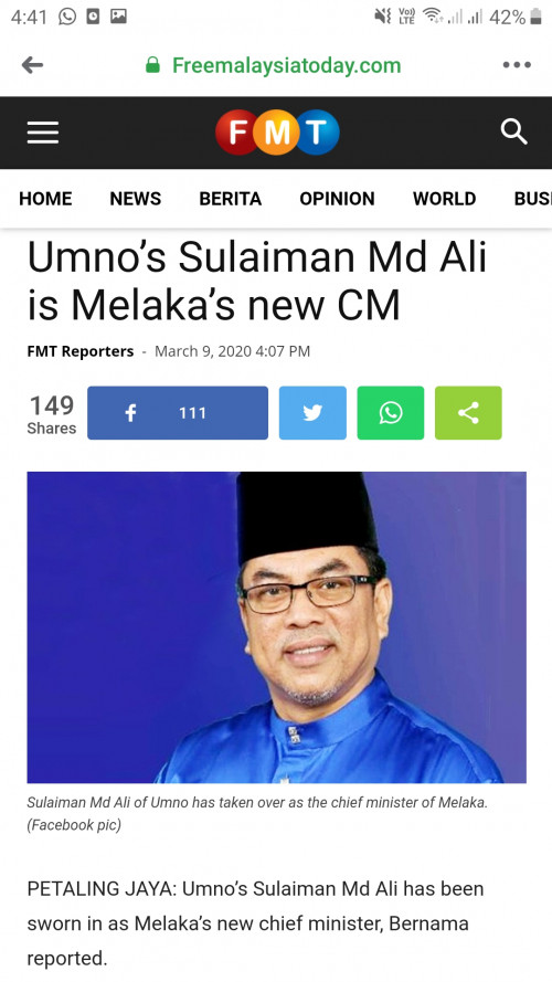 Umno’s Sulaiman Md Ali is Melaka’s new CM