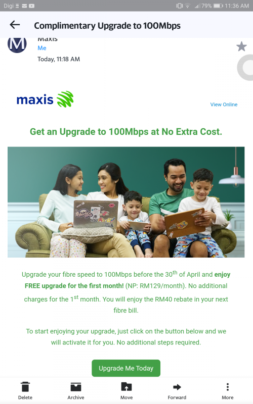 Maxis fiber "free" upgrade