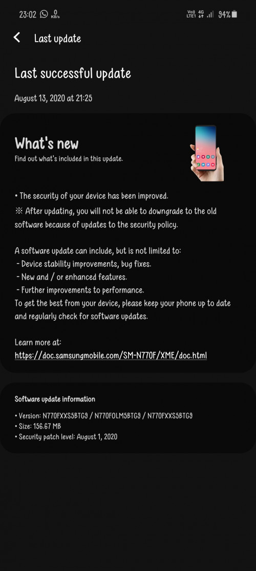 Samsung latest update