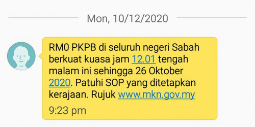 Mkn SMS: WHOLE sabah cmco