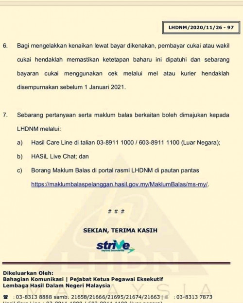 Notis from LHDN