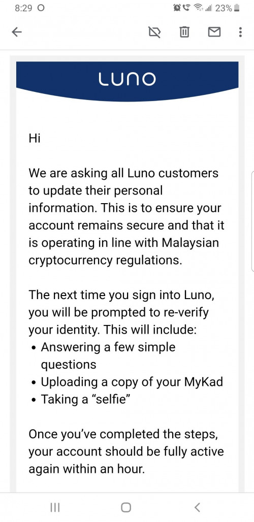 Luno account identity re-verification