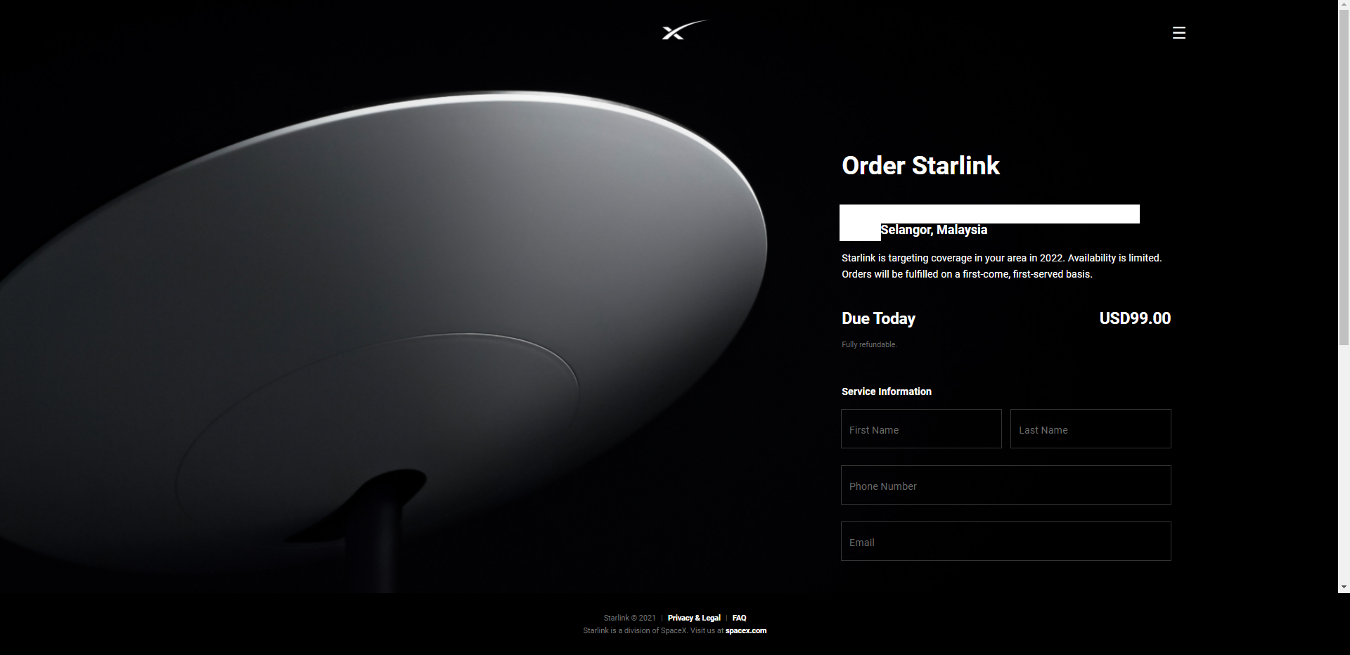 Starlink now available to reserve/deposit