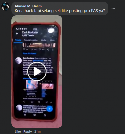 hamsap penunggang agama PAS twitter kena hack