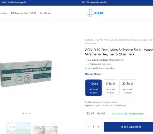 C19 Self-test Kit: Malaysia RM19.90, Germany 0.80