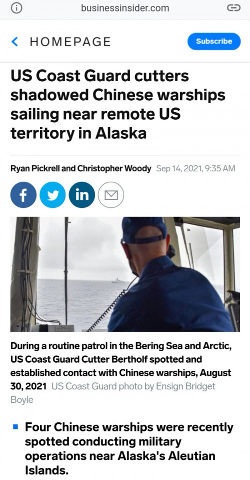 FON= Chinese Warship Spotted EEZ of Alaska