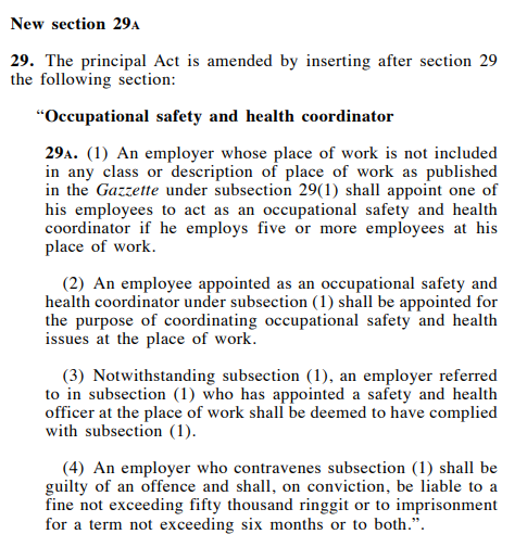 New amendment to OSHA 1994.