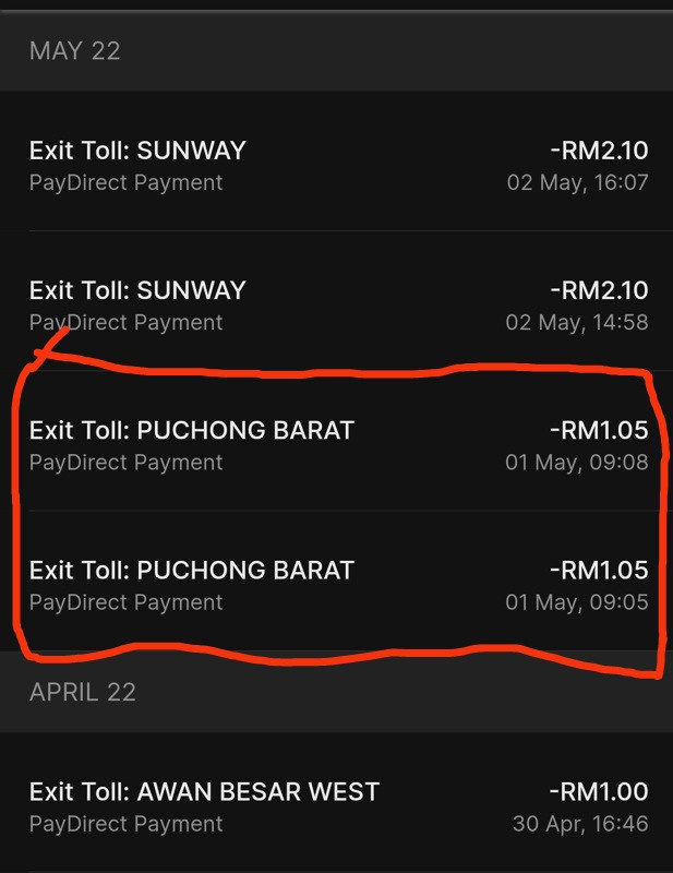 Unauthorized TnG transaction