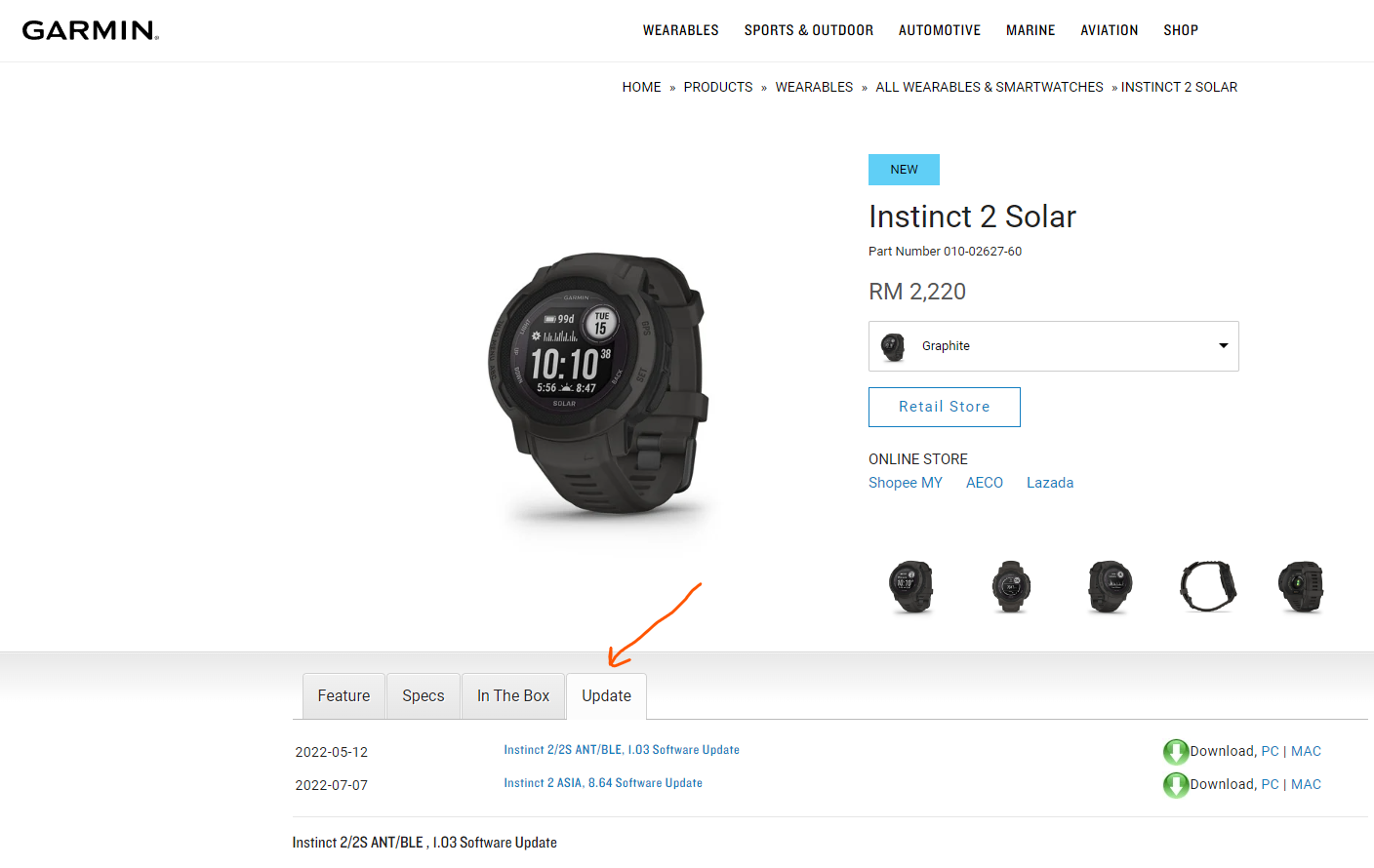 Where to find the full changelog for the Instinct 2 APAC version ...