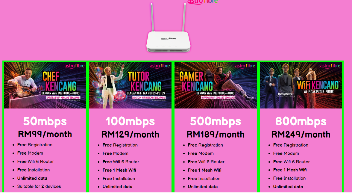 Astro standalone fibre internet 50mbps RM99 per mo
