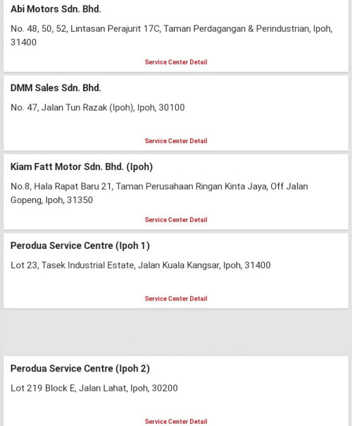 Recommend Perodua service centre in Ipoh?