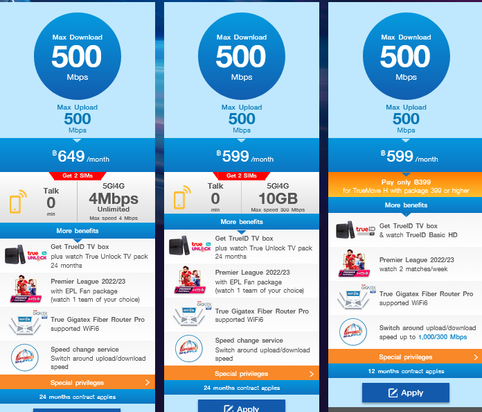 thailand internet provider 500mbps start from RM76