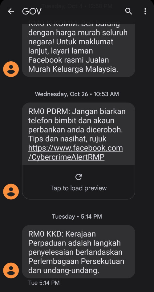 What does your latest SMS from "GOV" say?
