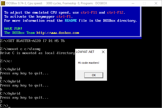 An example on how to concatenate with EXE