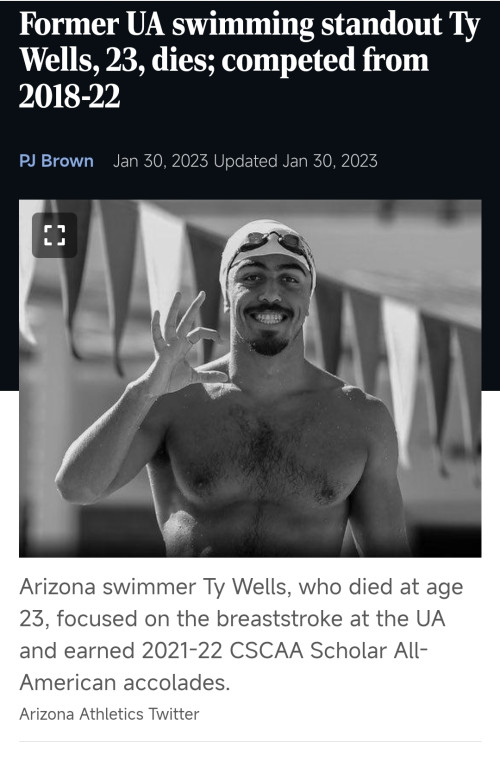 Swimmer 23 dies suddenly
