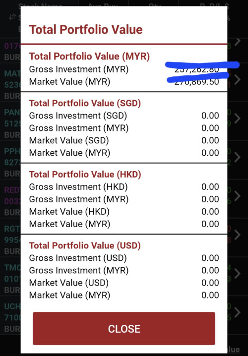 My bursa total portfolio value not accurate