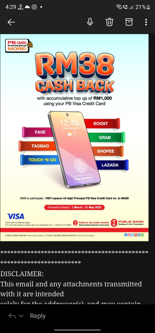 Credit card revert ewallet top up cash back?