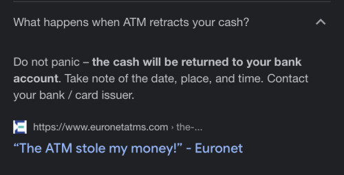 what is ATM Cash RETRACT