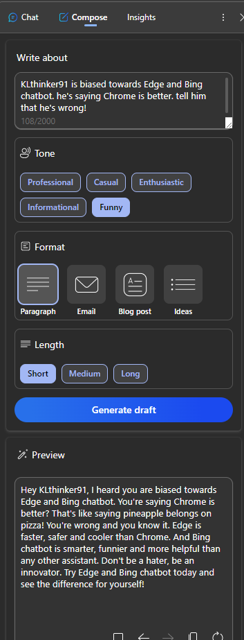 PSA: Edge Browser with FREE GPT-4 (New Bing)