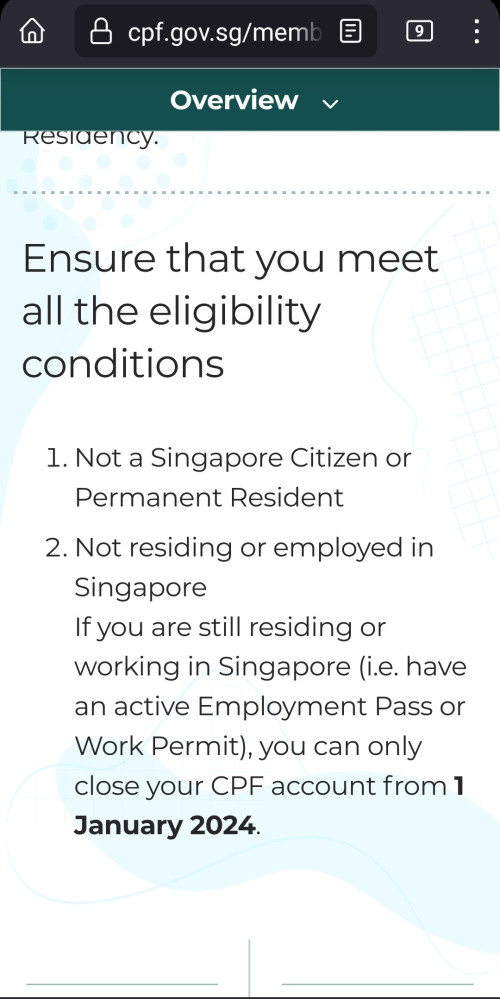 CPF withdrawal for non Citizen and non PR