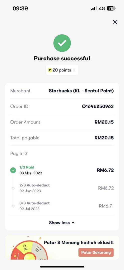 b40 Rejoice, Starbucks Installment Payment