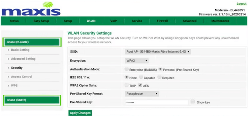 Change Maxis Aminia WiFi Password - Pictr.com