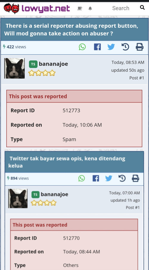 There is a serial reporter abusing report button