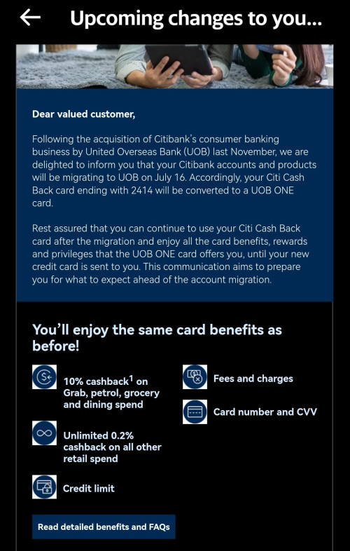 Citibank CC tukar jadi UOB CC