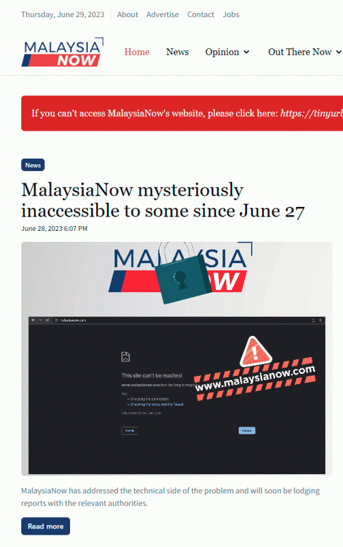 MalaysiaNow portal inaccessible, possibly blocked