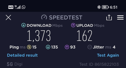 Fahmi buat hal lagi tunjuk Maxis 5G speedtest 692