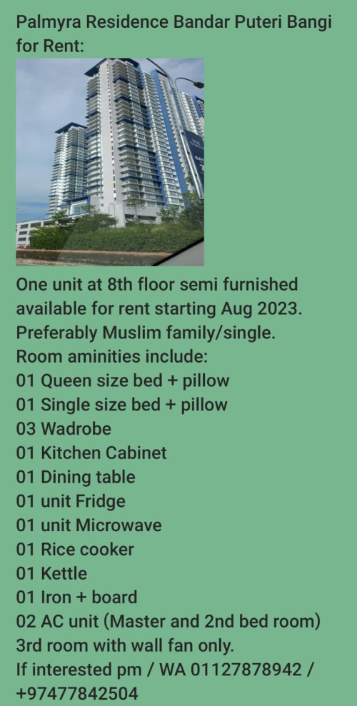 WTR Palmyra Residence, Bandar Bukit Mahkota