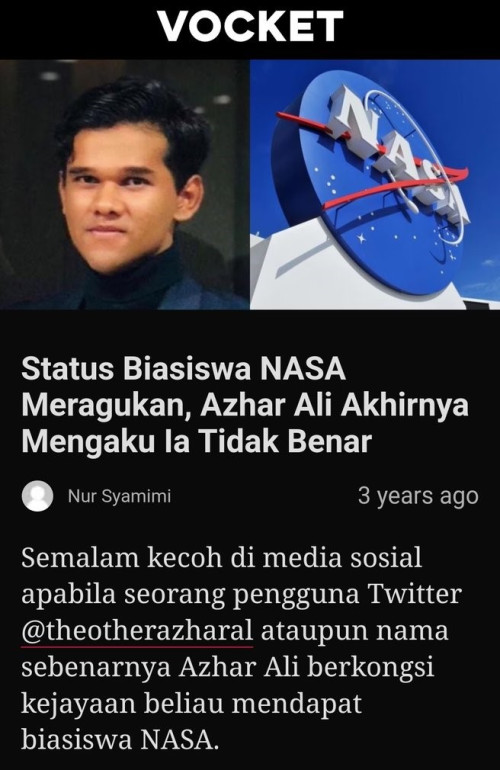 UPDATE: NASA/MITI scammer Azhar diberhentikan
