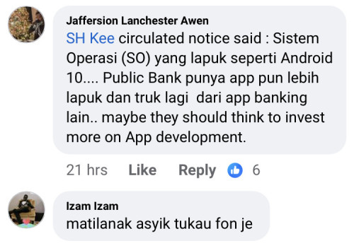 Public Bank app - Minimum Android 11