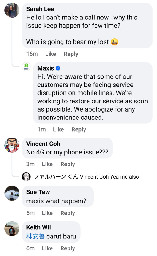 Anyone having maxis service lost?