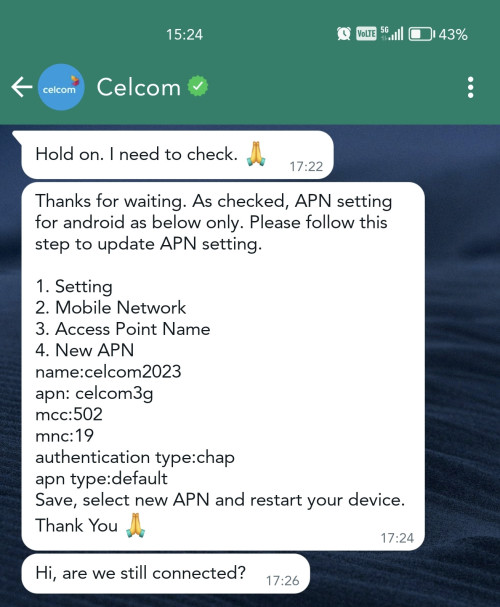 Mobile APN Settings (Android)
