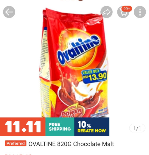 Milo Rm19.90/kg or Ovaltine Rm13.90/830gram