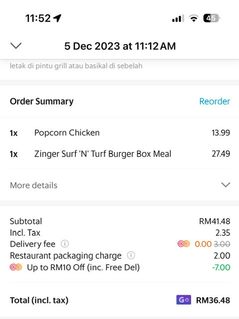 Grab send wrong food