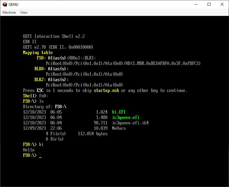 My first UEFI App that prints "Hello"