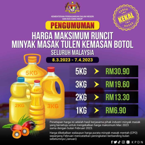 GEMPAR: Minyak masak akhirnya turun