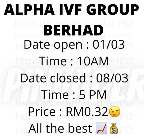 IPO: Alpha IVF Group Berhad ("Alpha IVF")