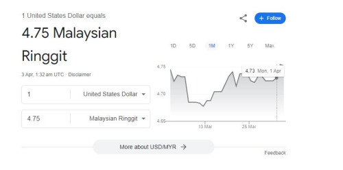 How to check usd myr currency in google