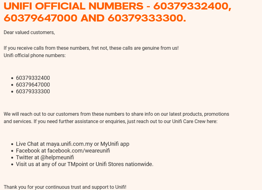 Screenshot 2024 05 31 at 18 15 28 Unifi official numbers 60379332400 ...