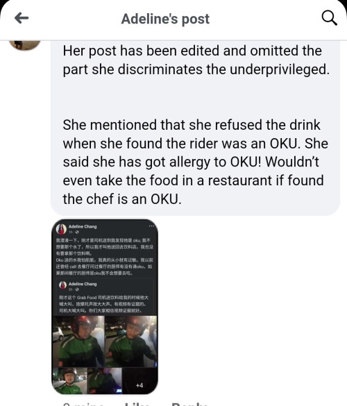 Bini bani_prime, Adeline buli OKU grab food rider.