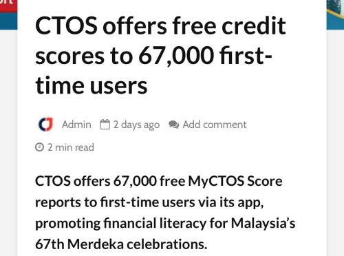 Free CTOS Score Report