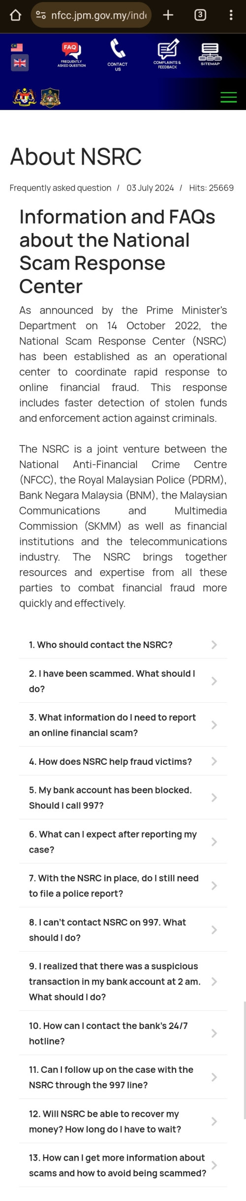 National Scam Response - Call 997 within 24hrs