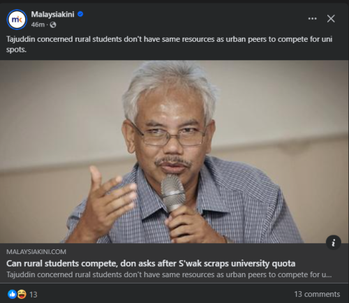 Mohd Tajuddin: sarawak kg ppl can compete in uni